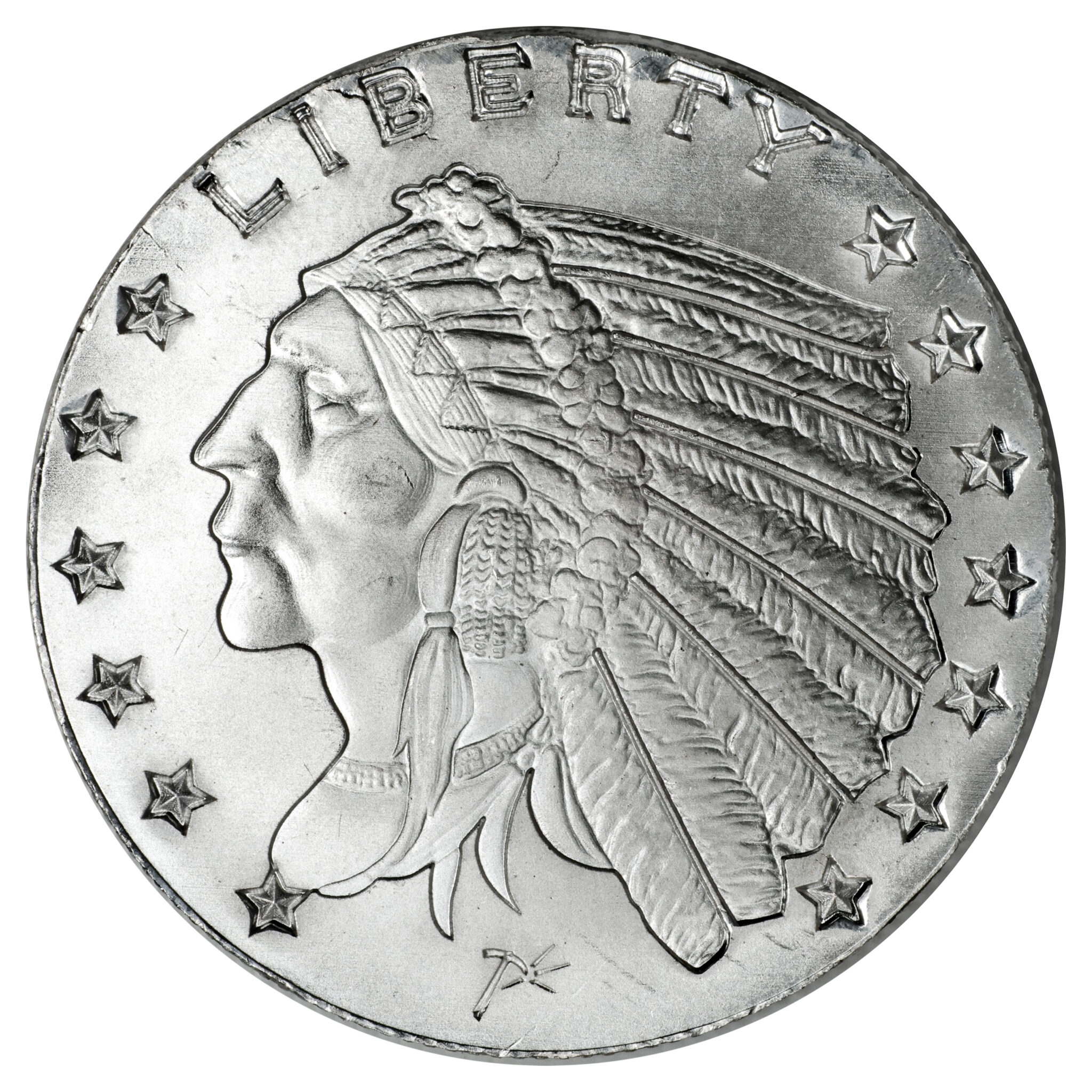 1/2 OZ Silvertowne Incuse Indian Silver Round - Colorado Gold